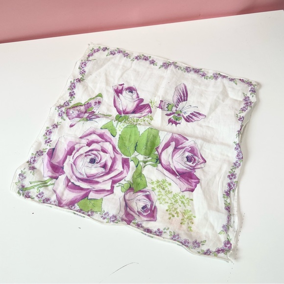 Vintage | Accents | Vintage Coquette Floral Small Handkerchief | Poshmark